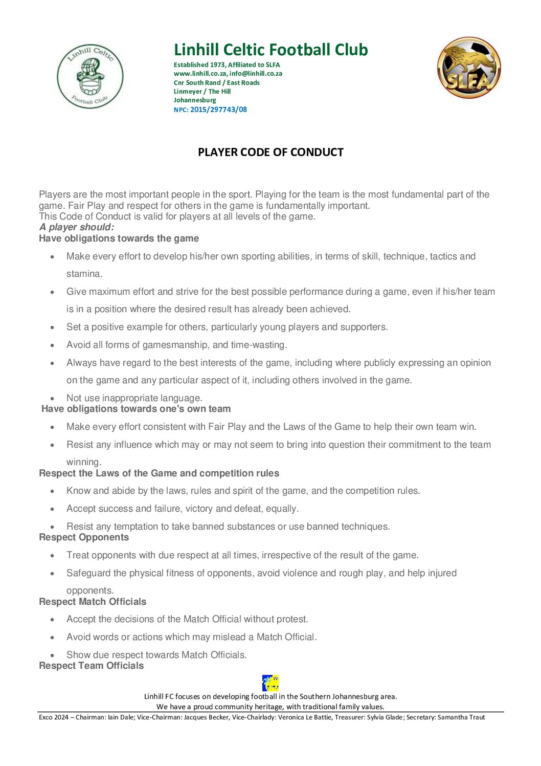 Documentation Linhill Celtic Football Club Documentation Linhill Celtic Football Club